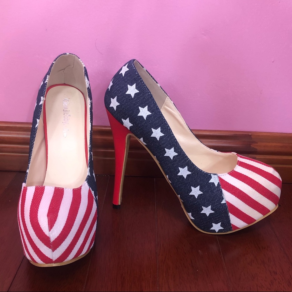 Patriotic Heels Pumps American Flag - Gem